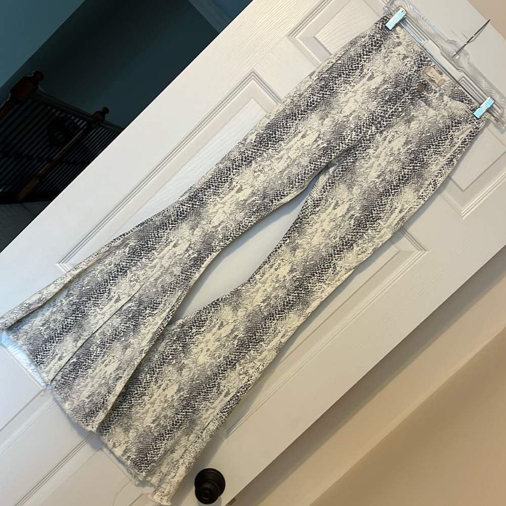 Snake Print Flare Jeans - Gem